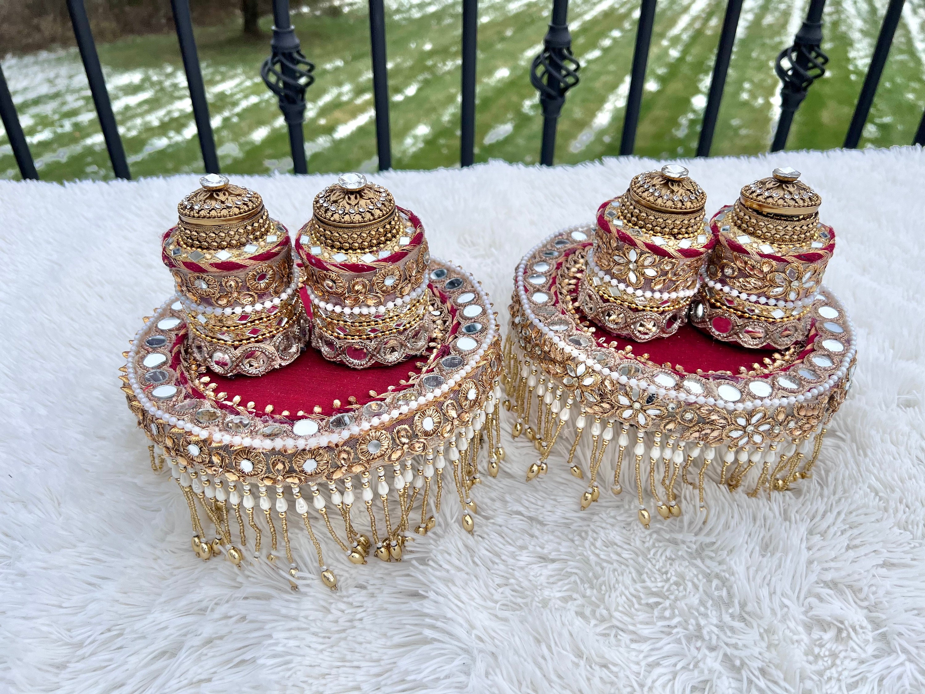 RED Sequin Wedding Ring Plate, Engagement/nikkah Ring Tray,engagement ...