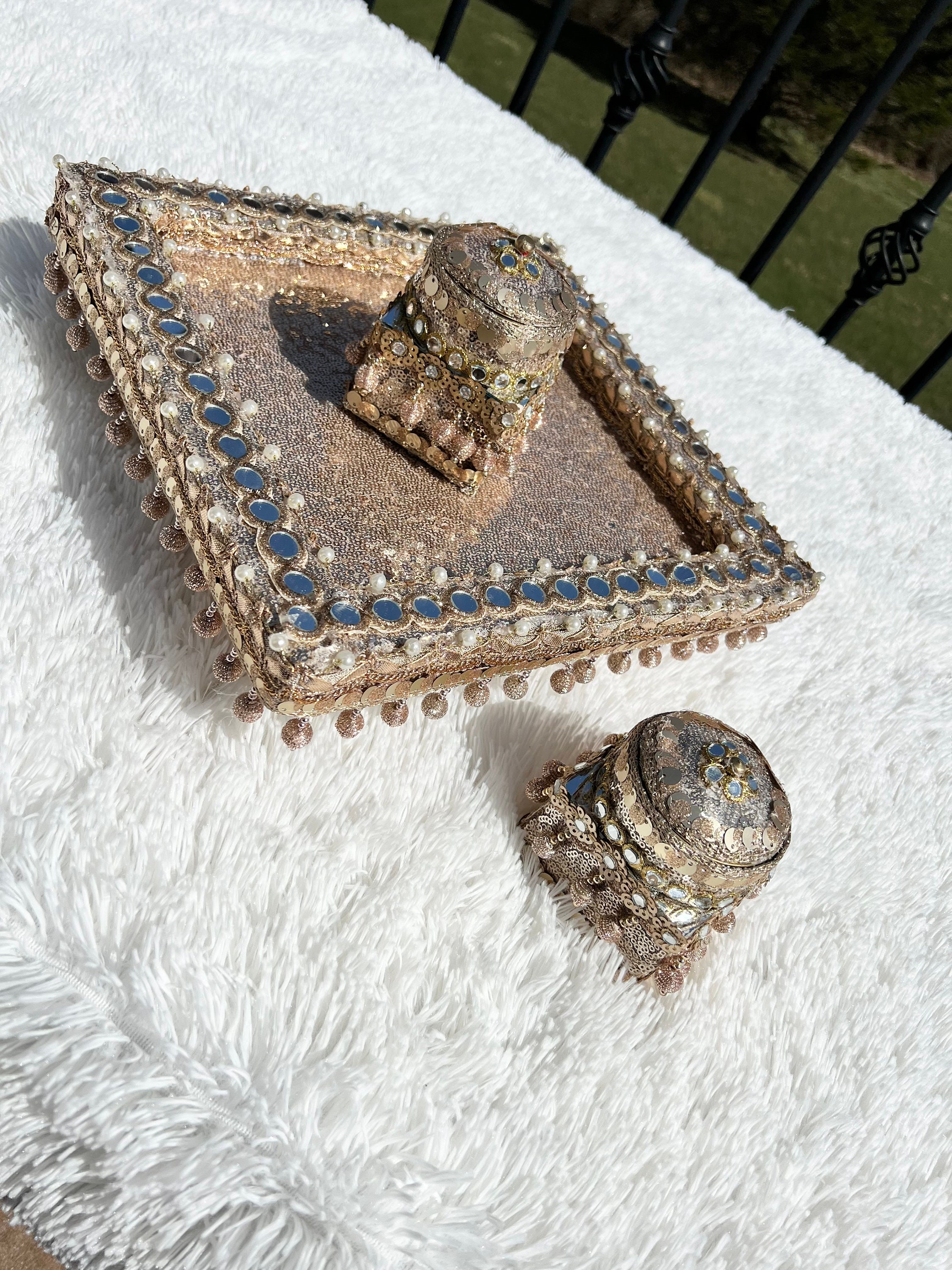 Sequin Wedding Ring Plate, Engagement/nikkah Ring Tray, Engagement ...