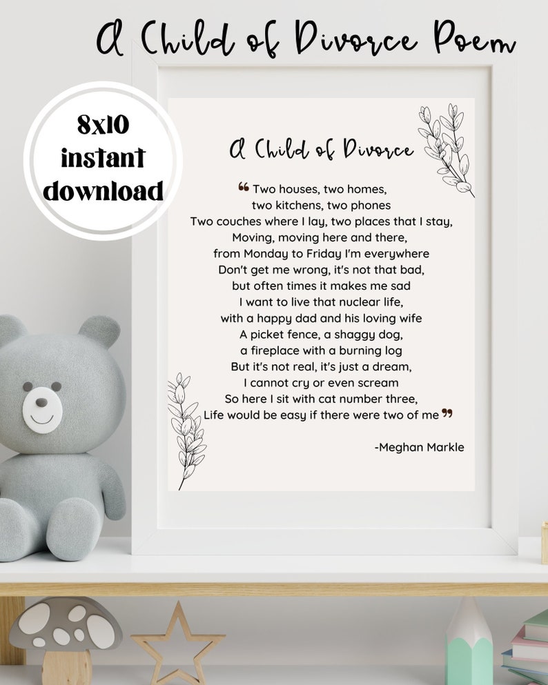 A Child of Divorce, Poem, Poem Print, Divorce, Child of Divorce, Co ...