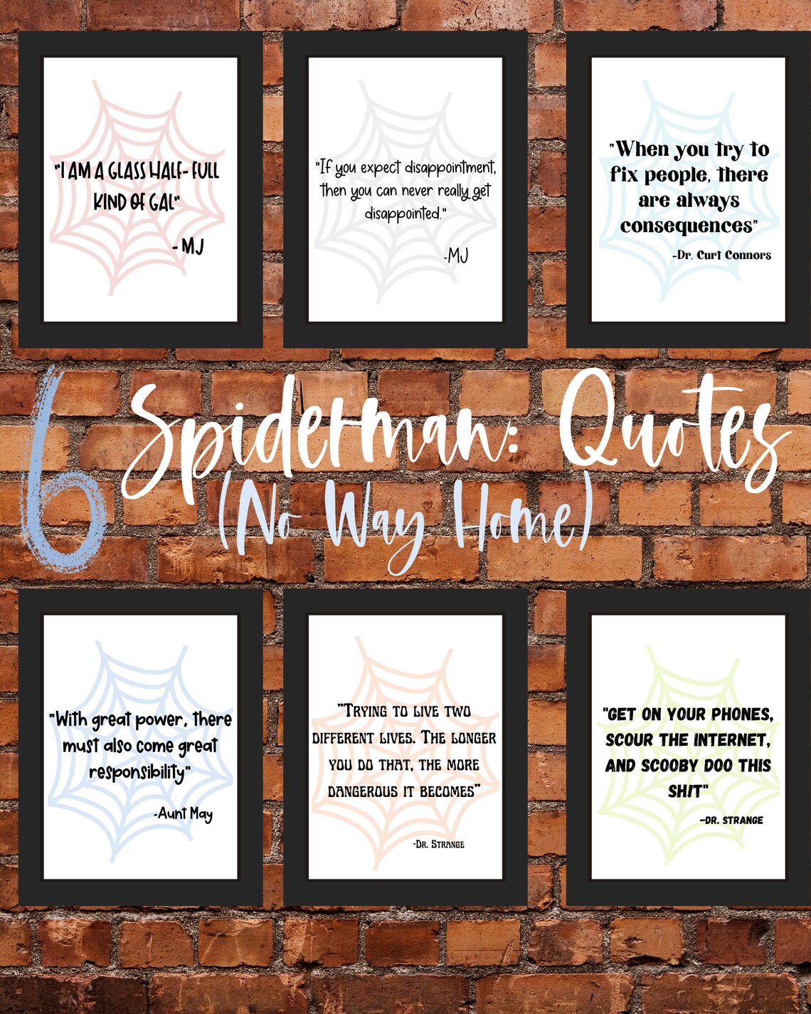 Spider-man: No Way Home Quotes 6 Pack DIGITAL DOWNLOAD - Etsy