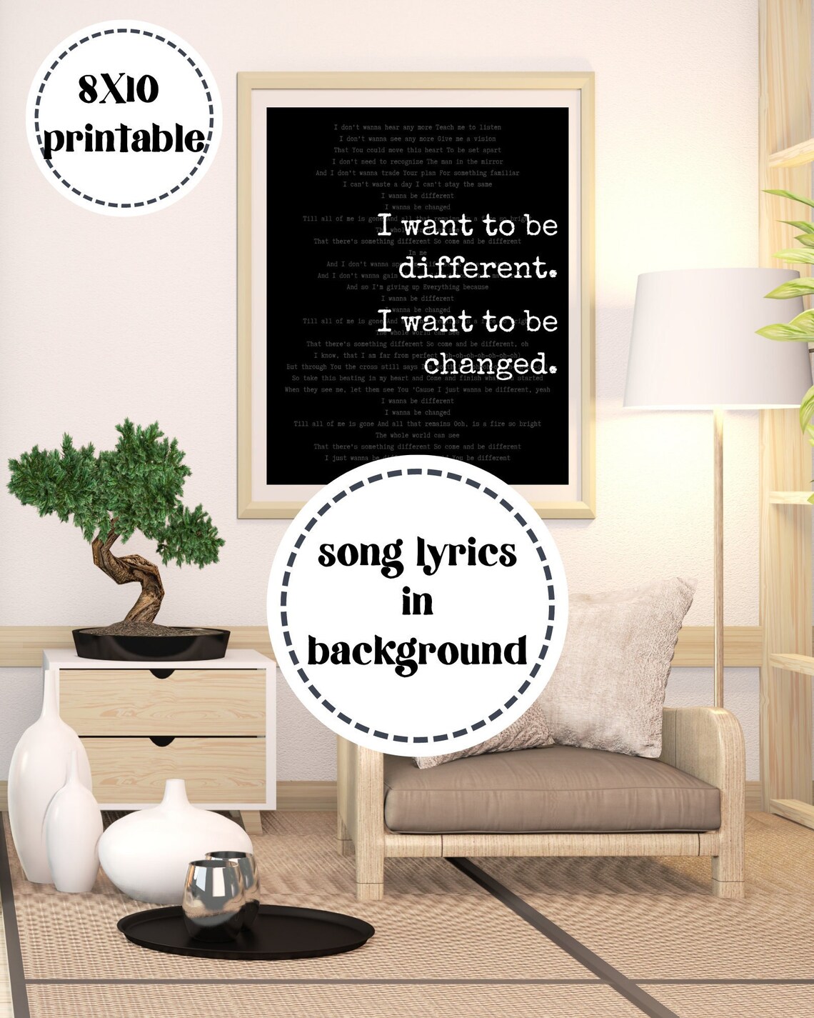 Song Lyrics Printable- Different - Etsy