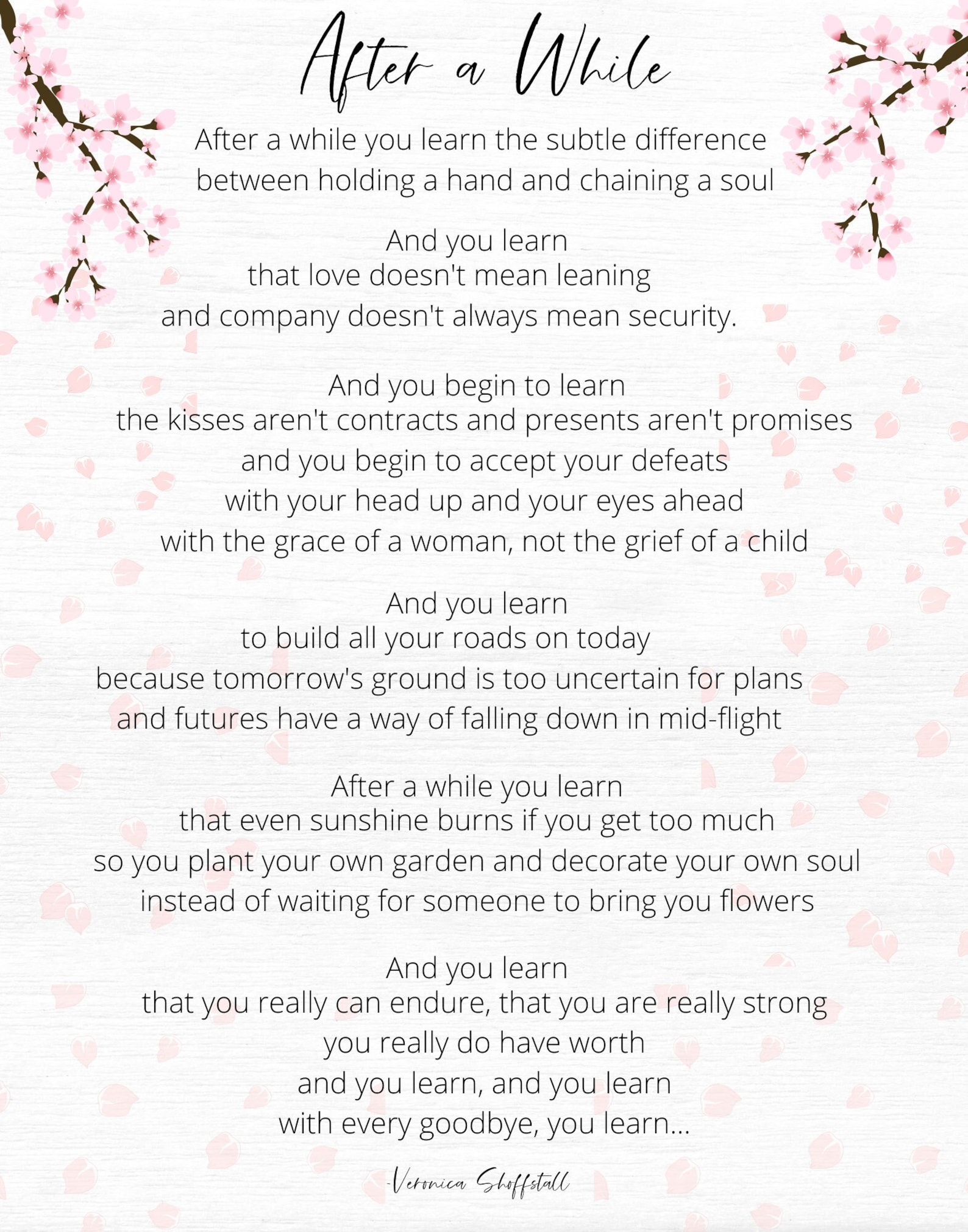 After a While, Inspirational Quote, INSTANT DOWNLOAD, Divorce, Loss ...