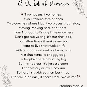 A Child of Divorce, Poem, Poem Print, Divorce, Child of Divorce, Co ...