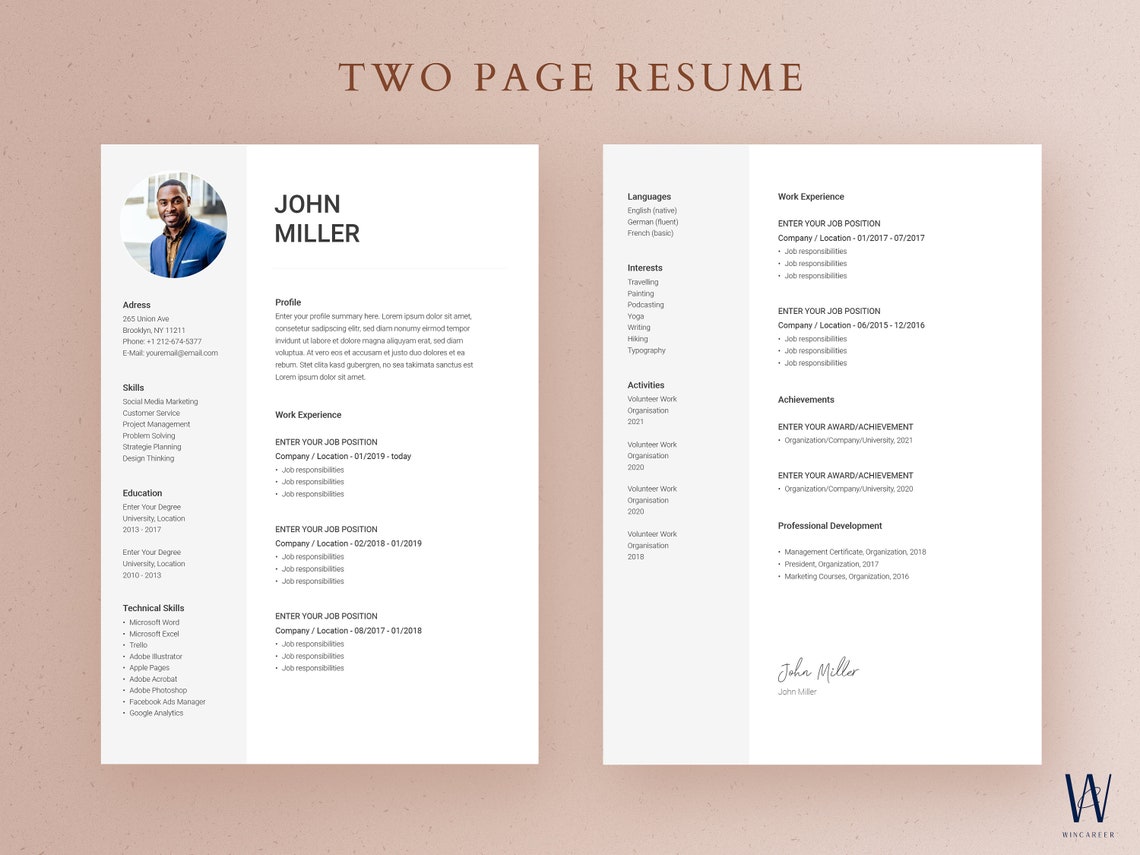 Resume Template Word & Pages, Resume With Cover Letter, CV Template ...