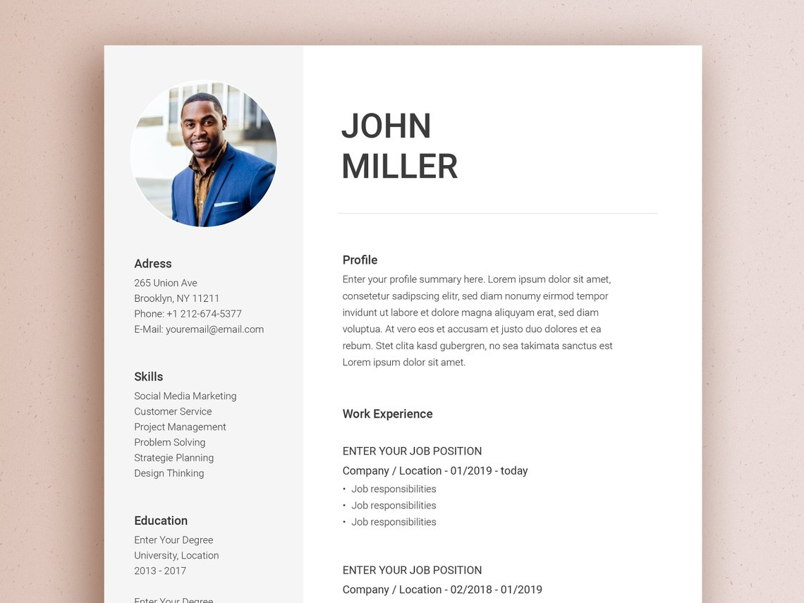 Resume Template Word & Pages, Resume With Cover Letter, CV Template ...