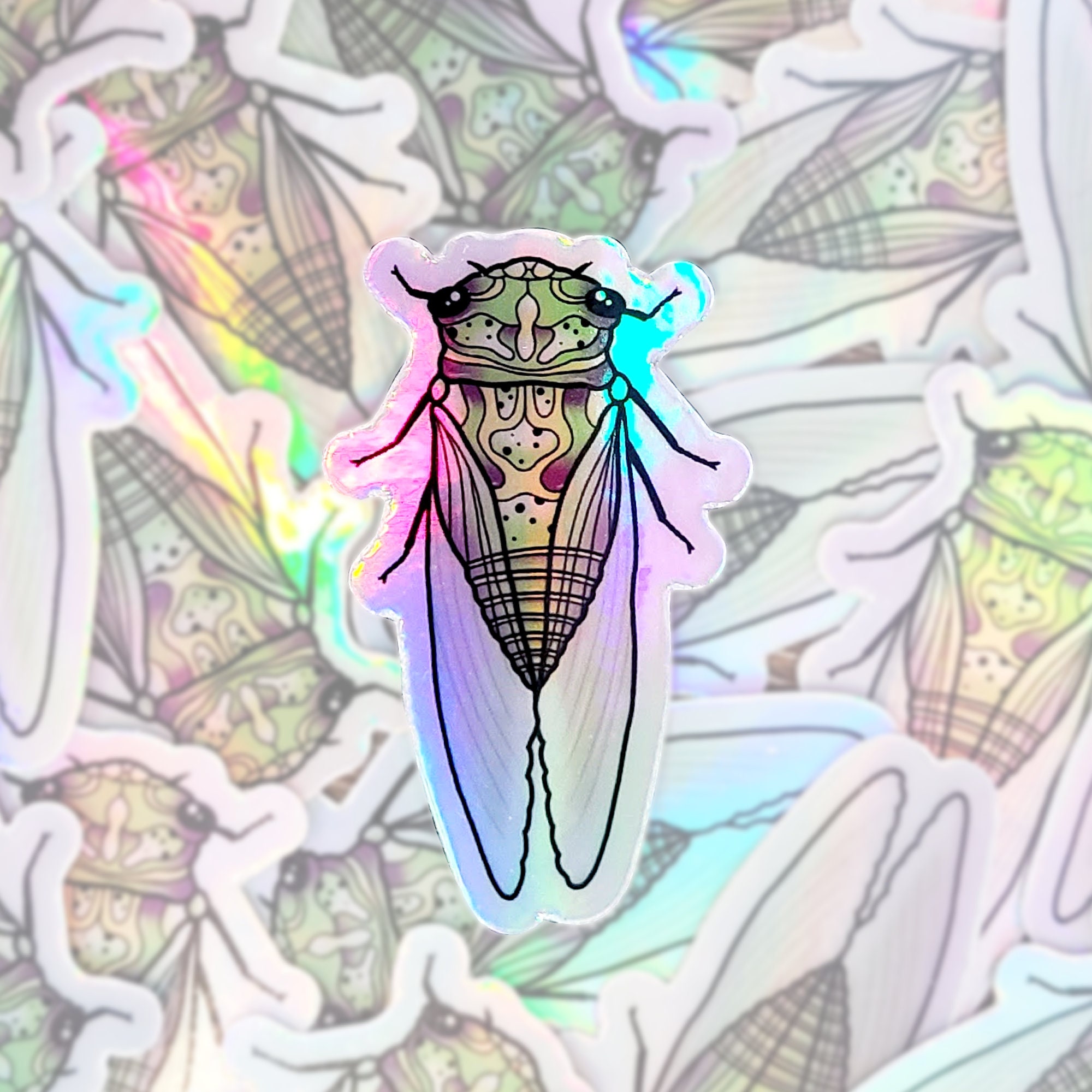 Psychedelic Cicada Sticker - Etsy