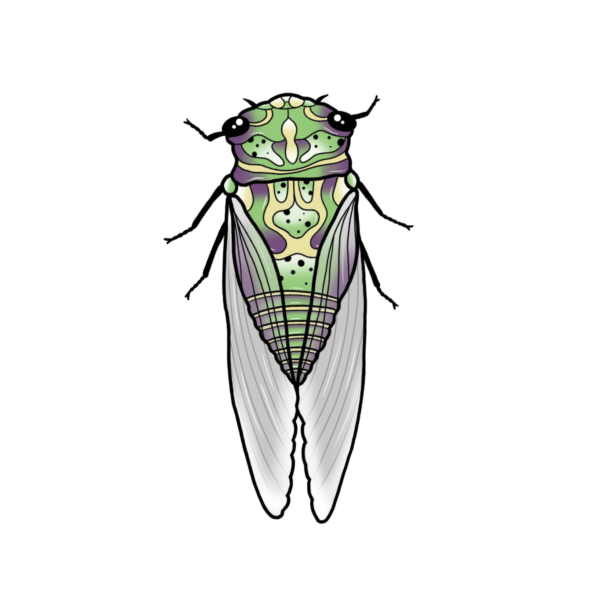 Psychedelic Cicada Sticker - Etsy