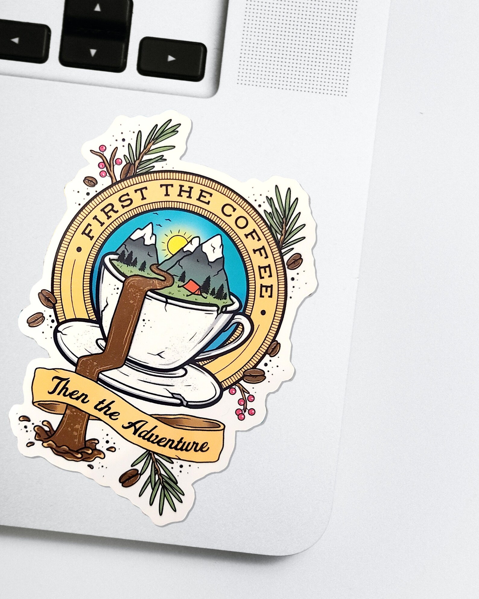 First the Coffee, Then the Adventure Sticker - Etsy