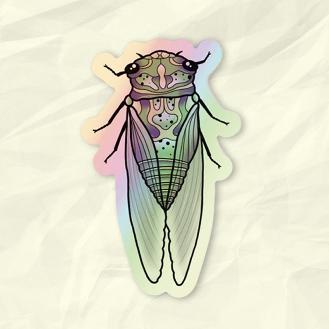 Psychedelic Cicada Sticker - Etsy