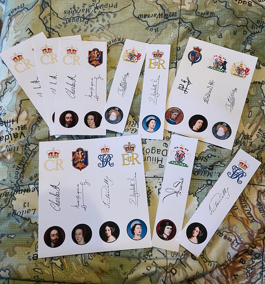 Kings and Queens of England Signature Bookmark - Etsy