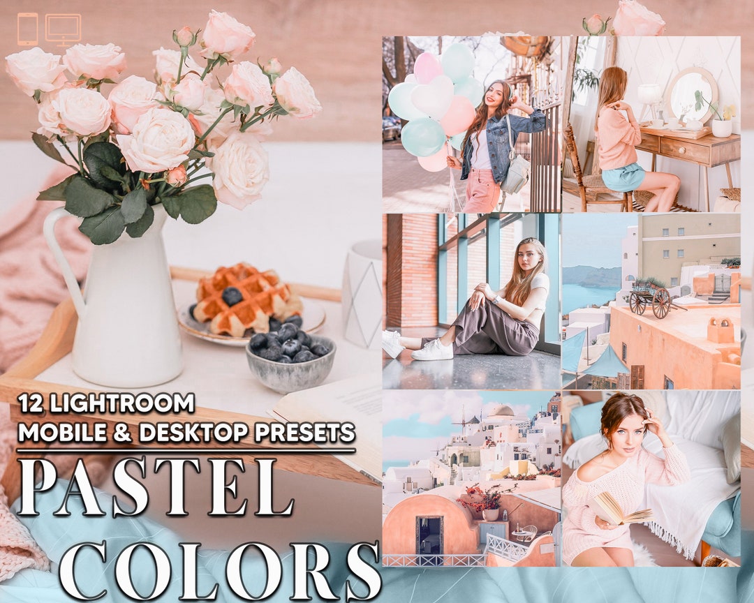 12 Pastel Colors Lightroom Presets, Bright Soft Mobile Preset, Spring ...