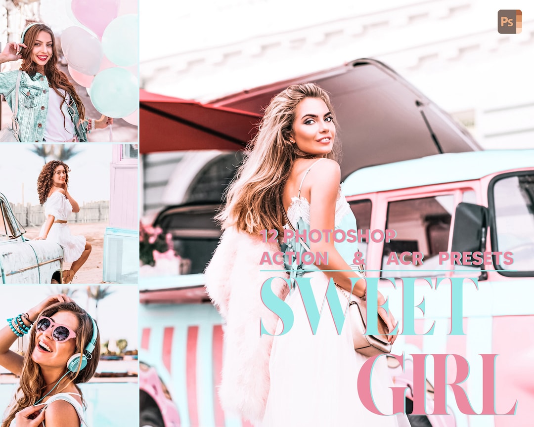 12 Photoshop Actions, Sweet Girl Ps Action, Light ACR Preset, Colorful ...