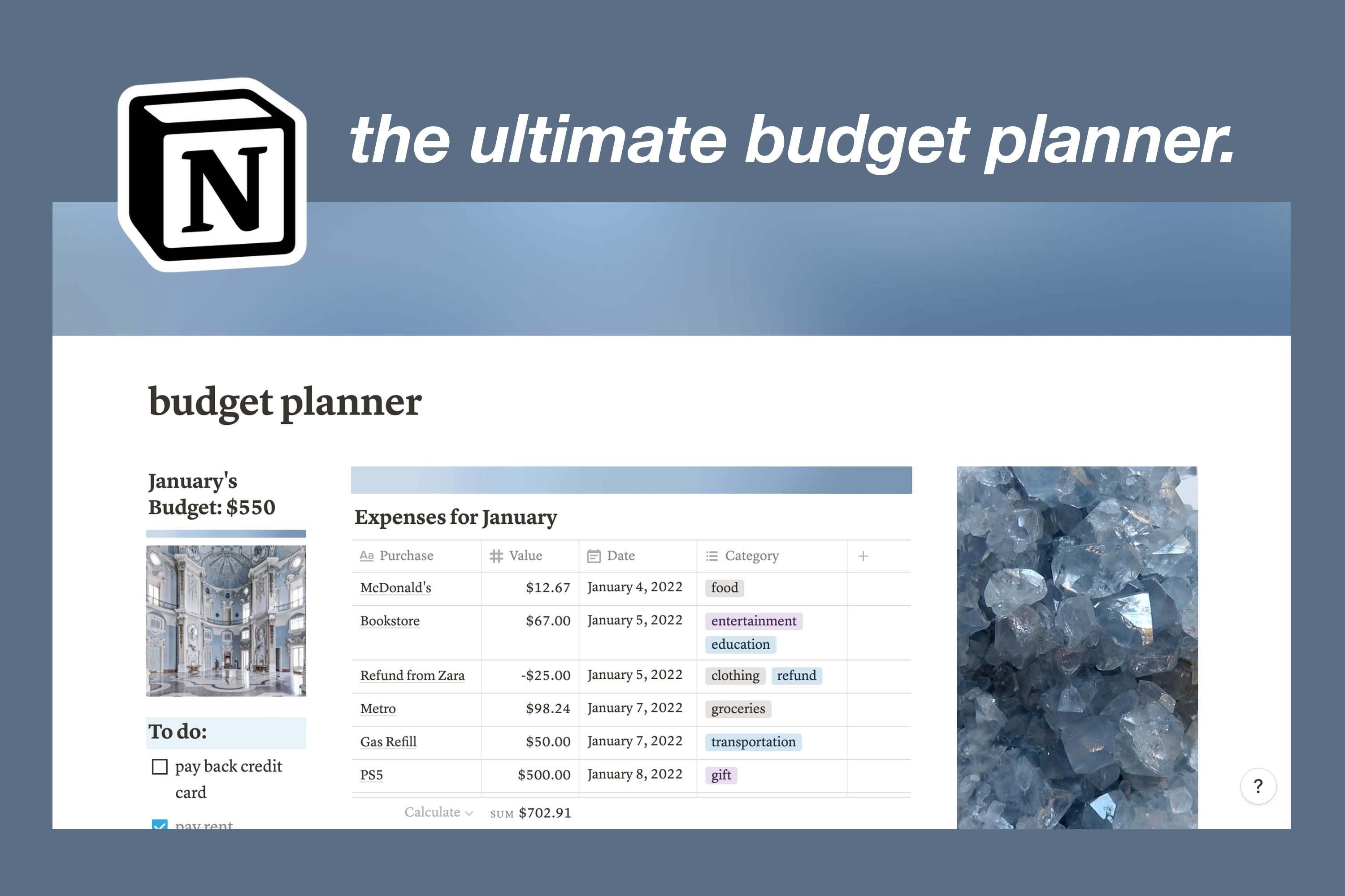 Notion Template Digital Budget Planner Dashboard, Savings Tracker ...