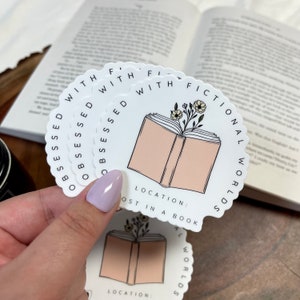 Pink Lost in a Book Sticker, Bookish Sticker, Kindle Sticker, Reader ...