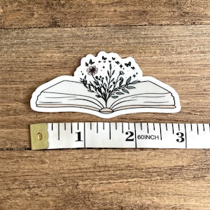 Flower Book Sticker Bookish Sticker Floral Book Sticker - Etsy