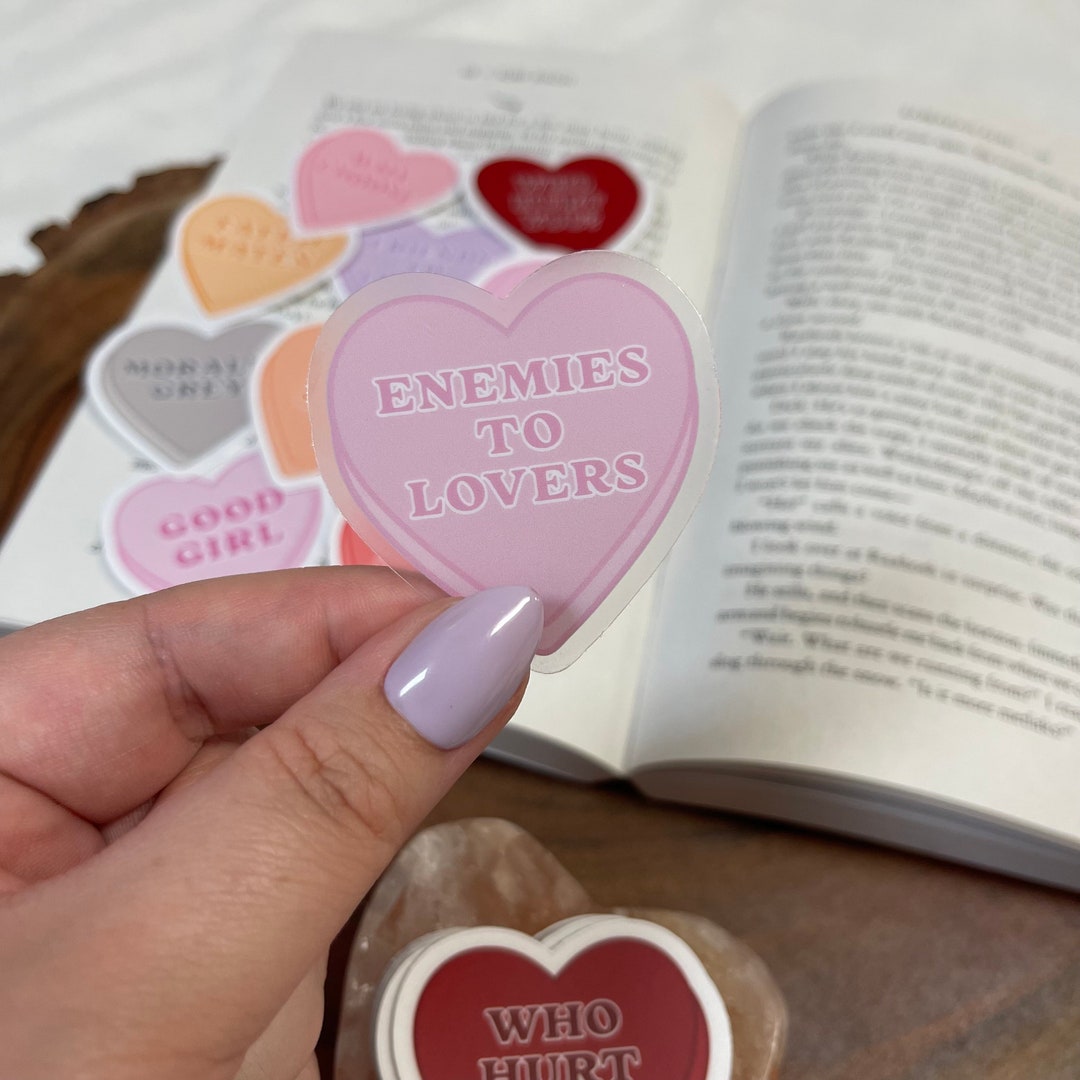 Candy Heart Romance Book Trope Stickers, Bookish Kindle Sticker, Dark ...