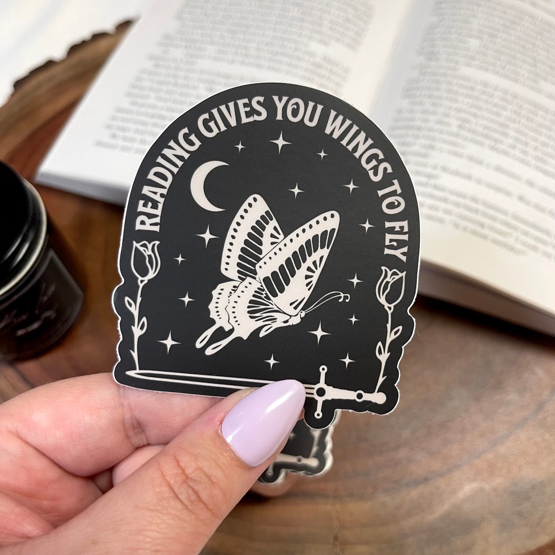 Reading Gives You Wings to Fly, Bookish Reader Sticker, Waterproof ...