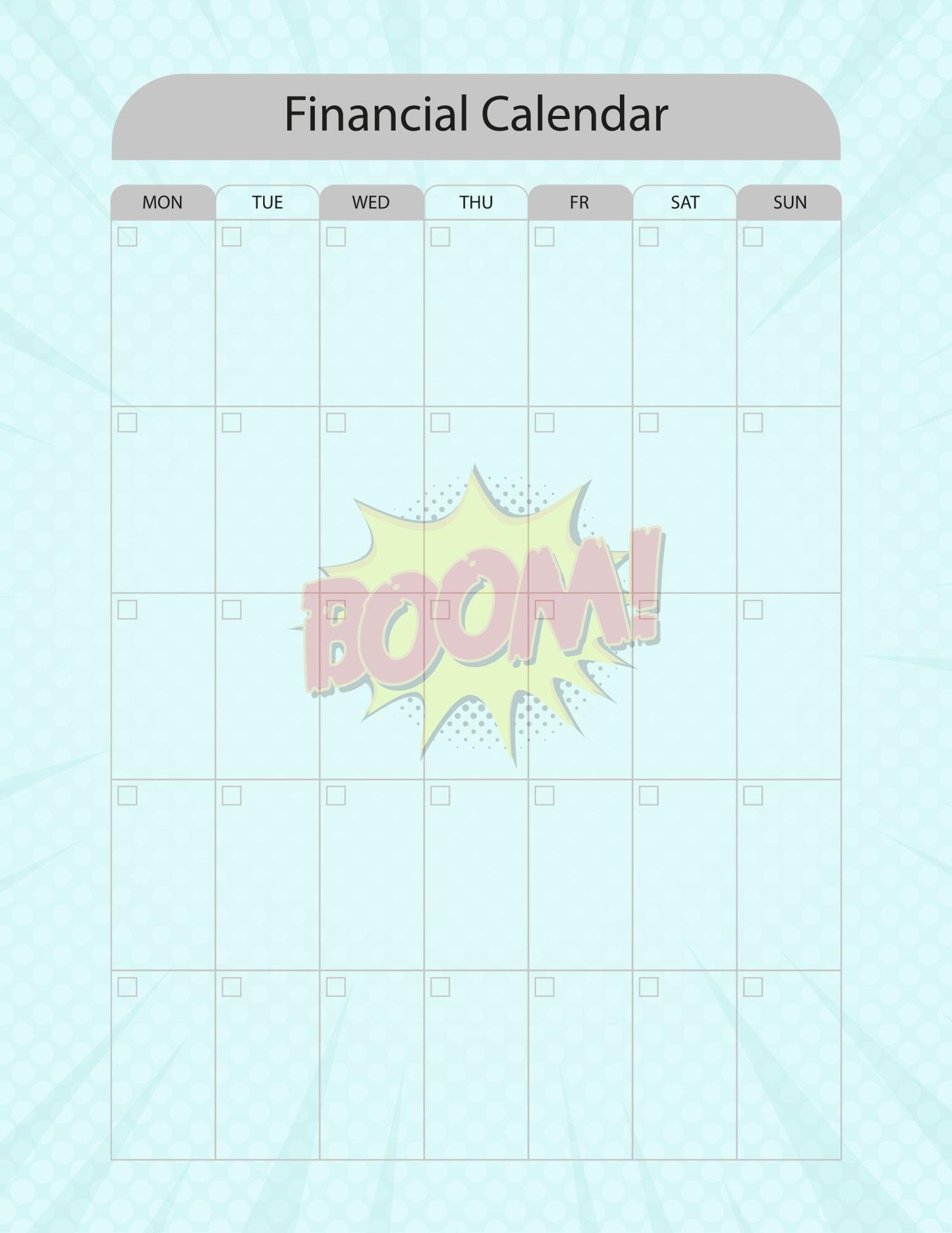 Budget Planner Expense Tracker Financial Calendar Comic Book Style ...