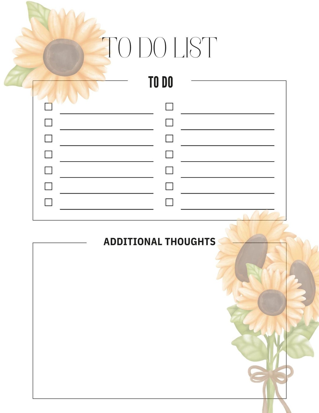Printable "to Do" List - Sunflowers to Do List - Simple, Floral to Do ...