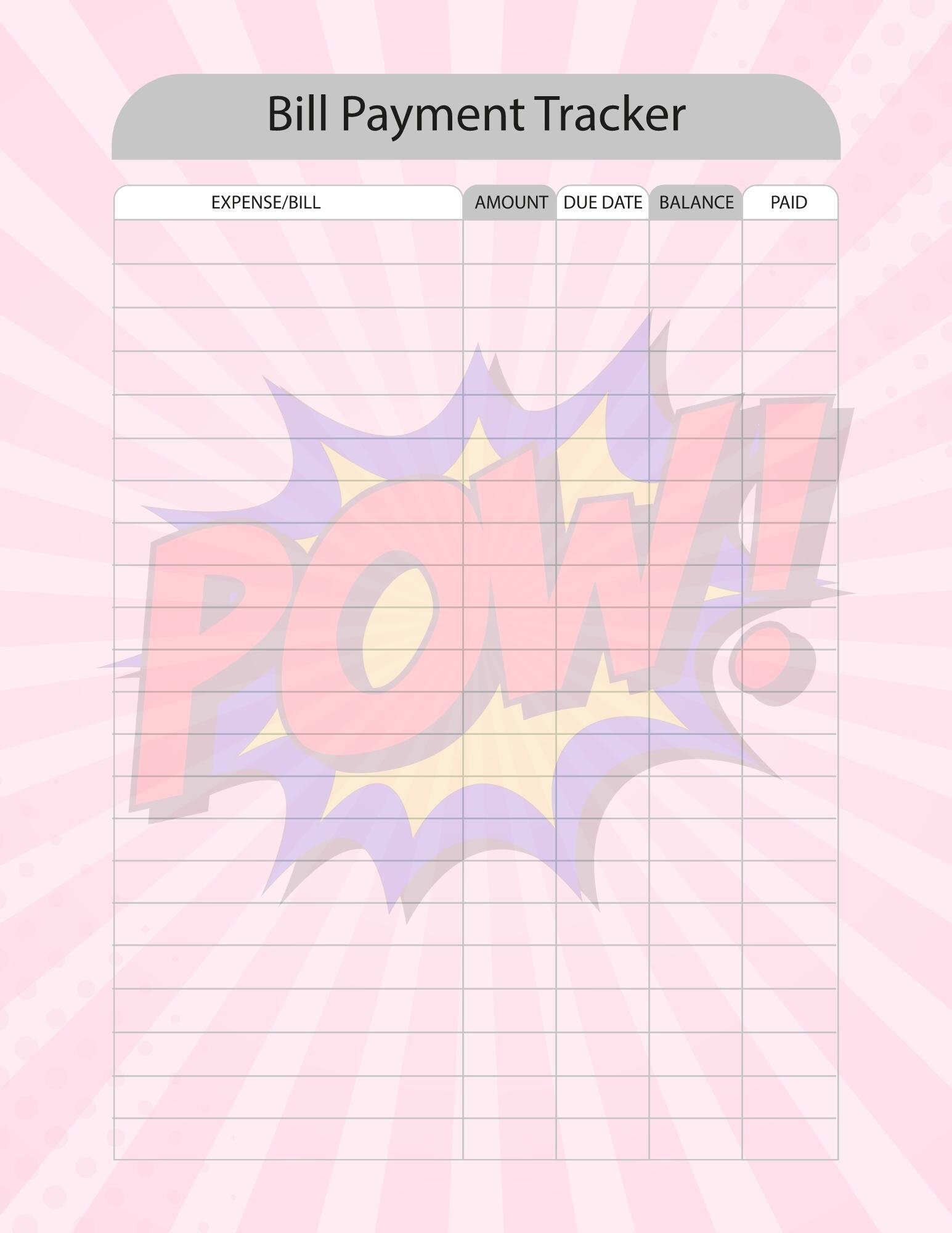 Budget Planner Expense Tracker Financial Calendar Comic Book Style ...