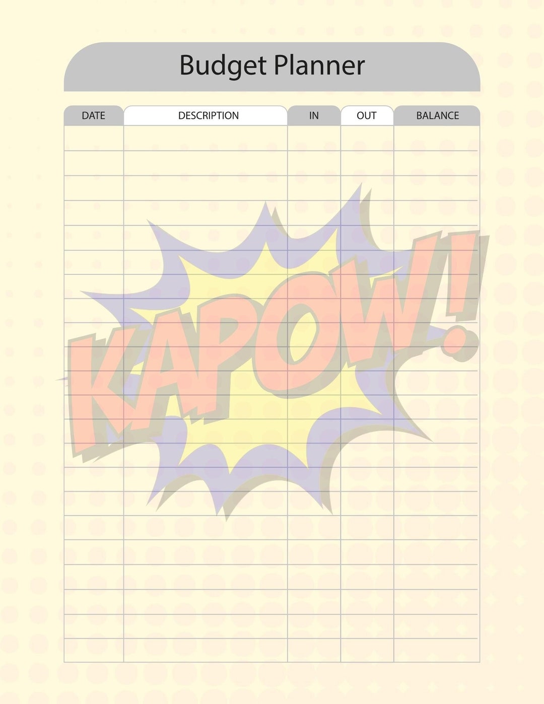 Budget Planner Expense Tracker Financial Calendar Comic Book Style ...