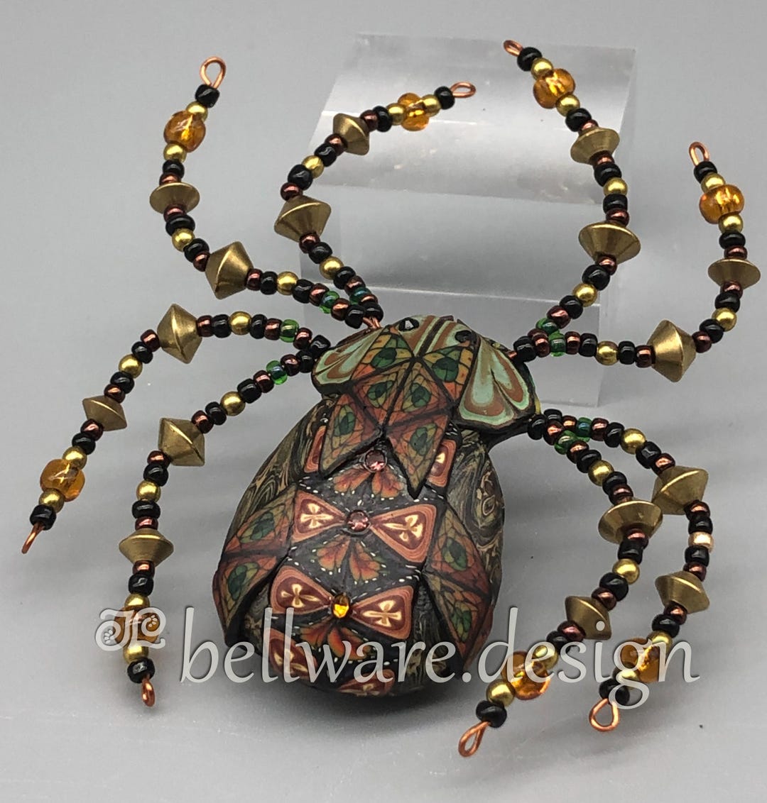 Spider Brooch Pin Made of Polymer Clay and Select Beads - Etsy