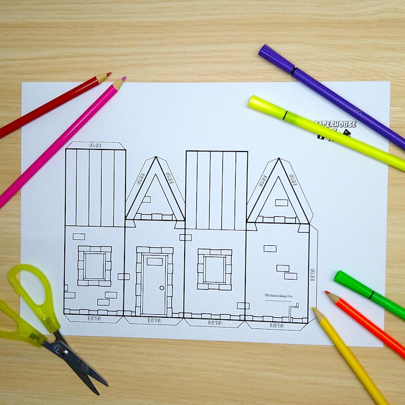 20 Designs Print and Cut Papercraft House Templates Black & White ...