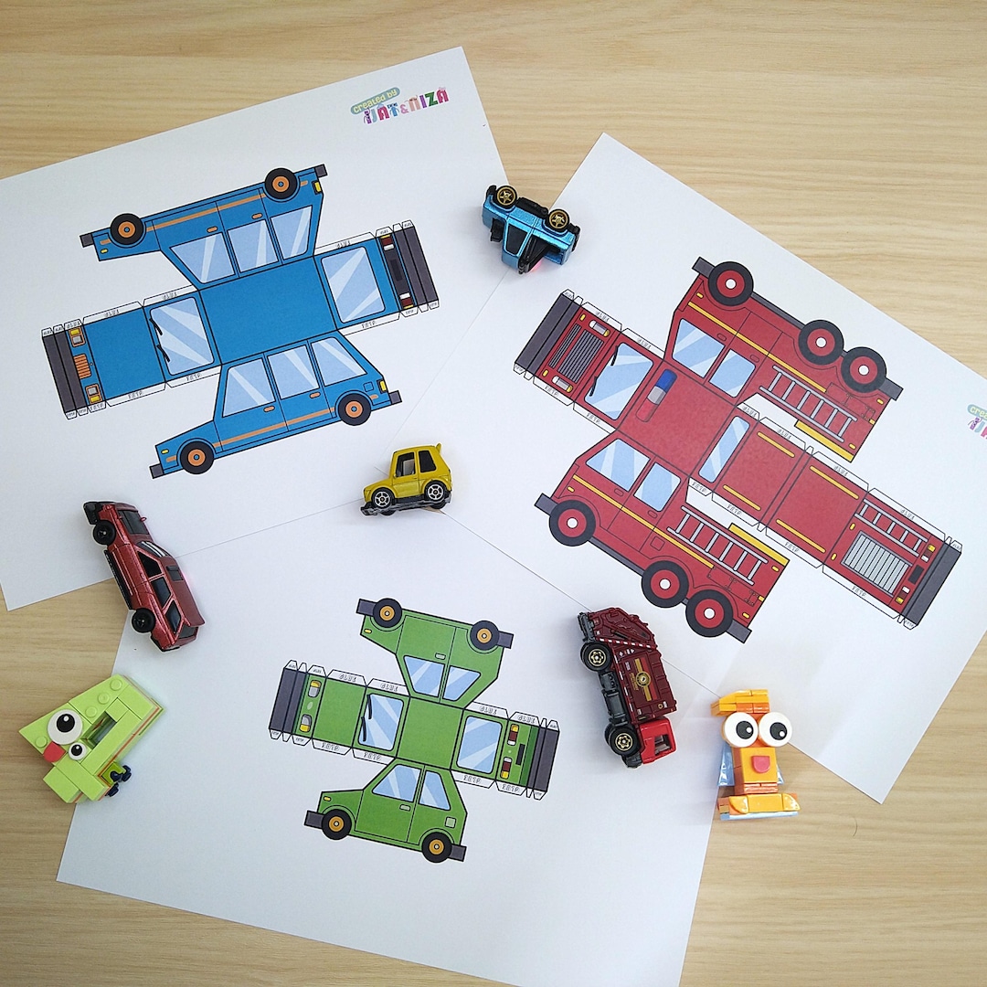 10 Designs Print and Cut Papercraft Vehicle Templates Color – Craft for ...
