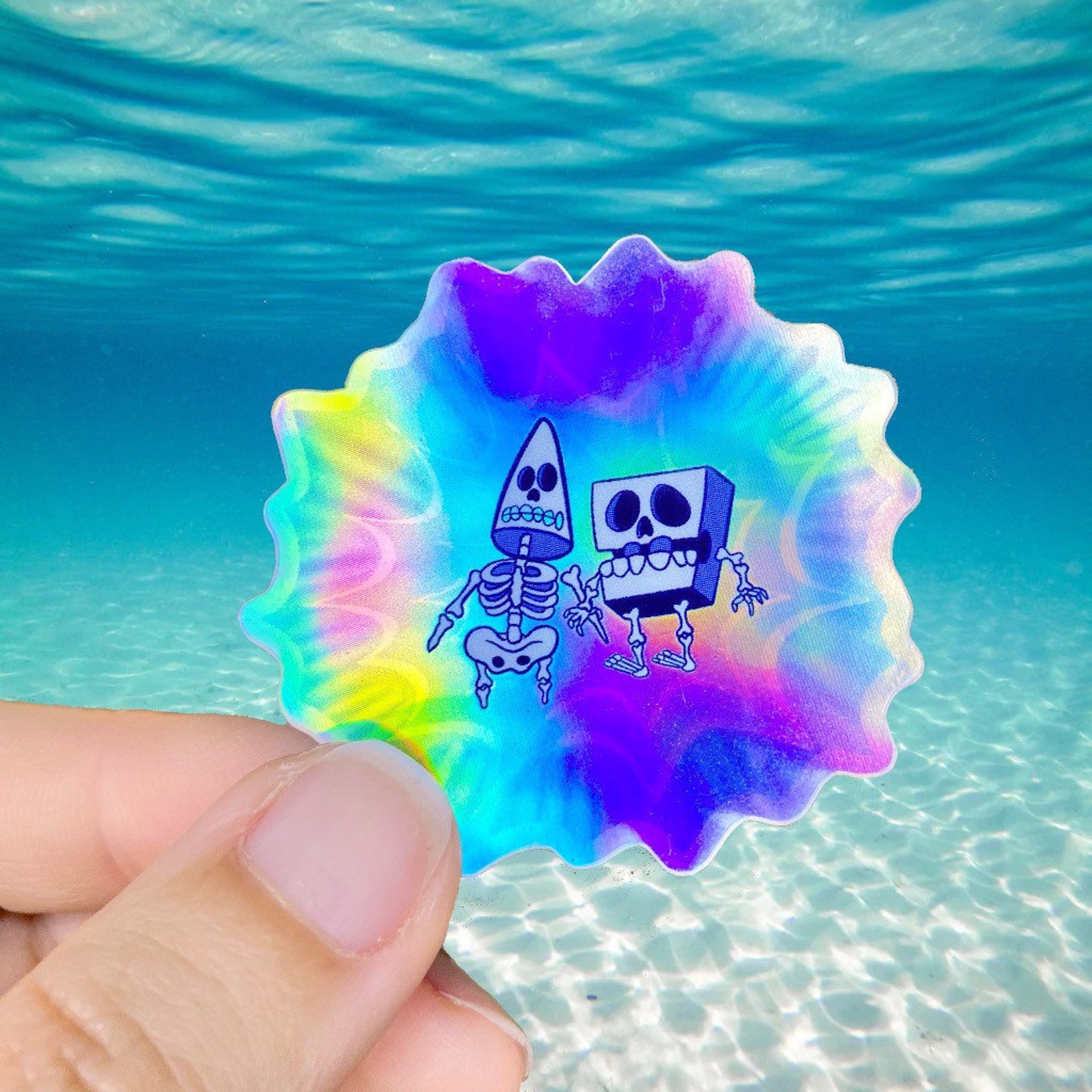 Spongebob and Patrick Skeleton Holographic Sticker - Etsy