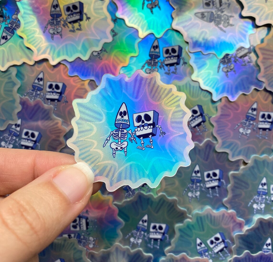 Spongebob and Patrick Skeleton Holographic Sticker - Etsy