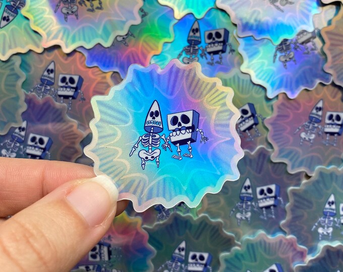 Spongebob and Patrick Skeleton Holographic Sticker - Etsy