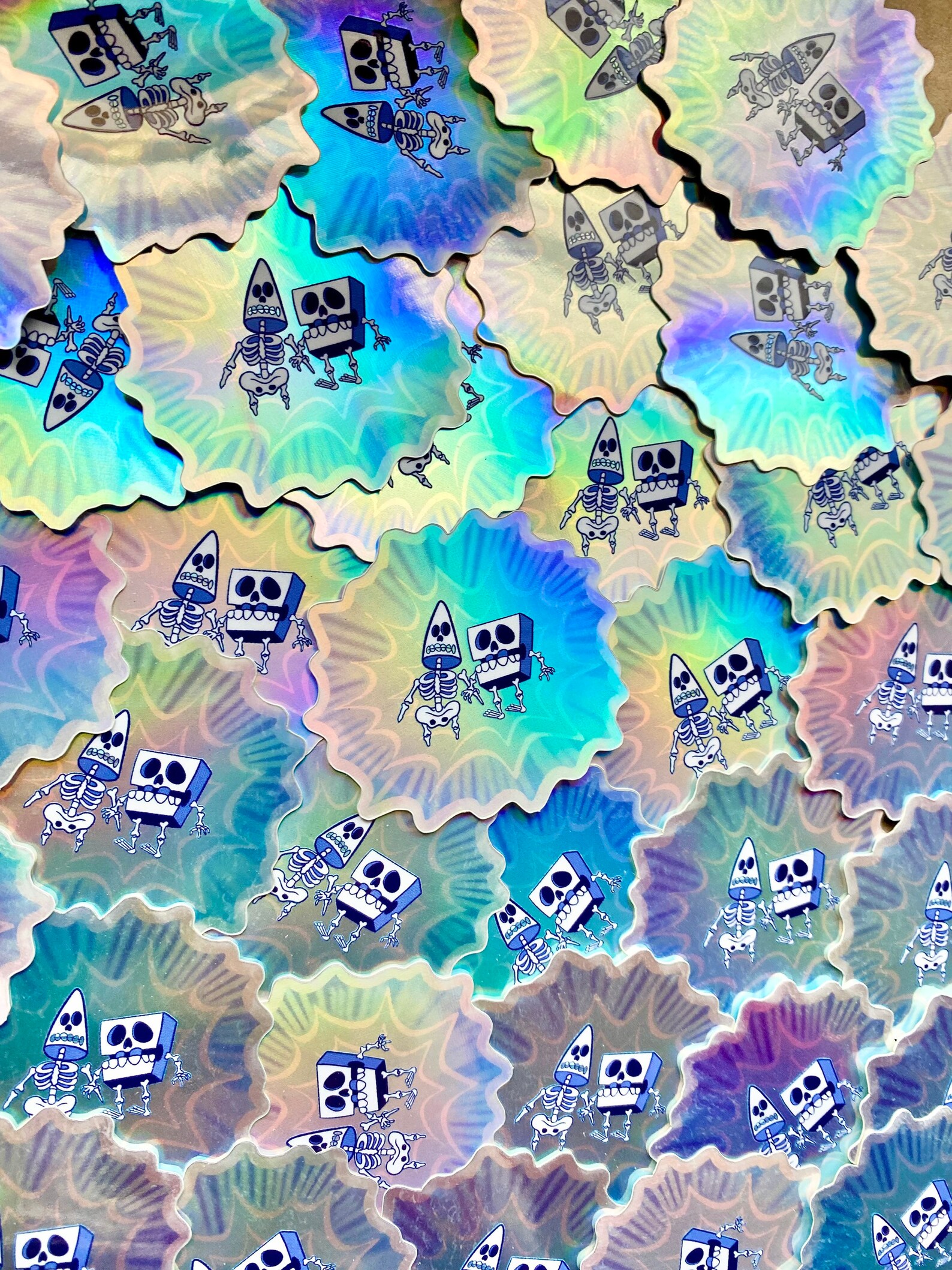 Spongebob and Patrick Skeleton Holographic Sticker - Etsy UK