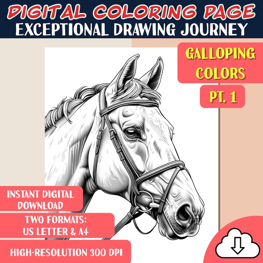 Galloping Colors - Premium Horse Coloring Page | Printable Adult and Kids Colouring Page ...