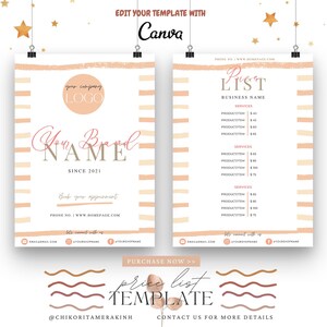 Pink Editable Price List Template | DIY | Pricing Sheet Template ...