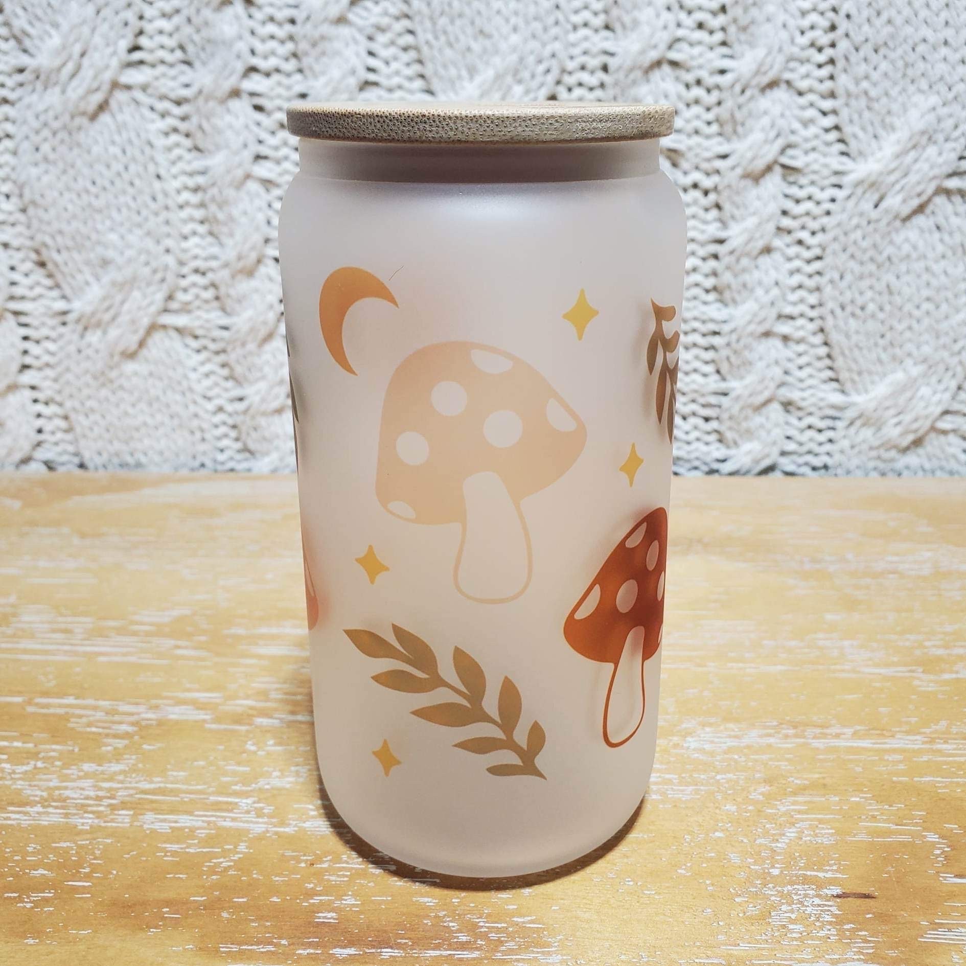 Fungi Moon Frosted Glass Beer Can Glass Soda Can Glass Iced Coffee Cup ...