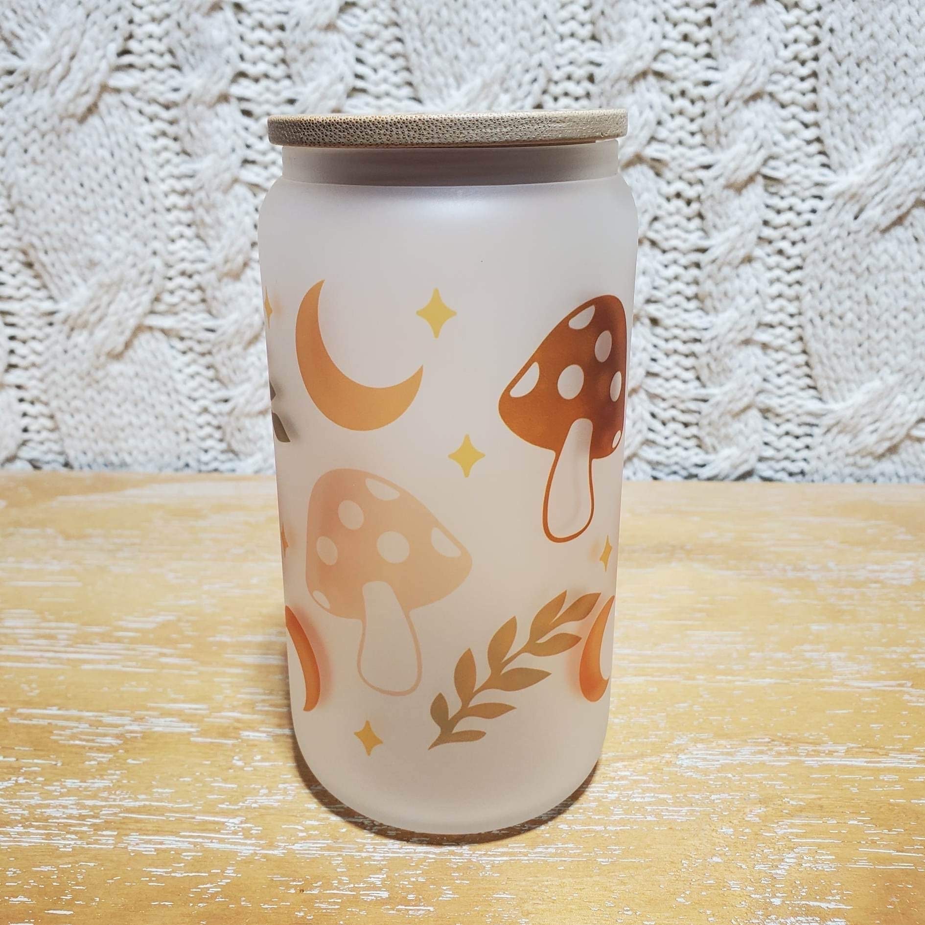 Fungi Moon Frosted Glass Beer Can Glass Soda Can Glass Iced Coffee Cup ...