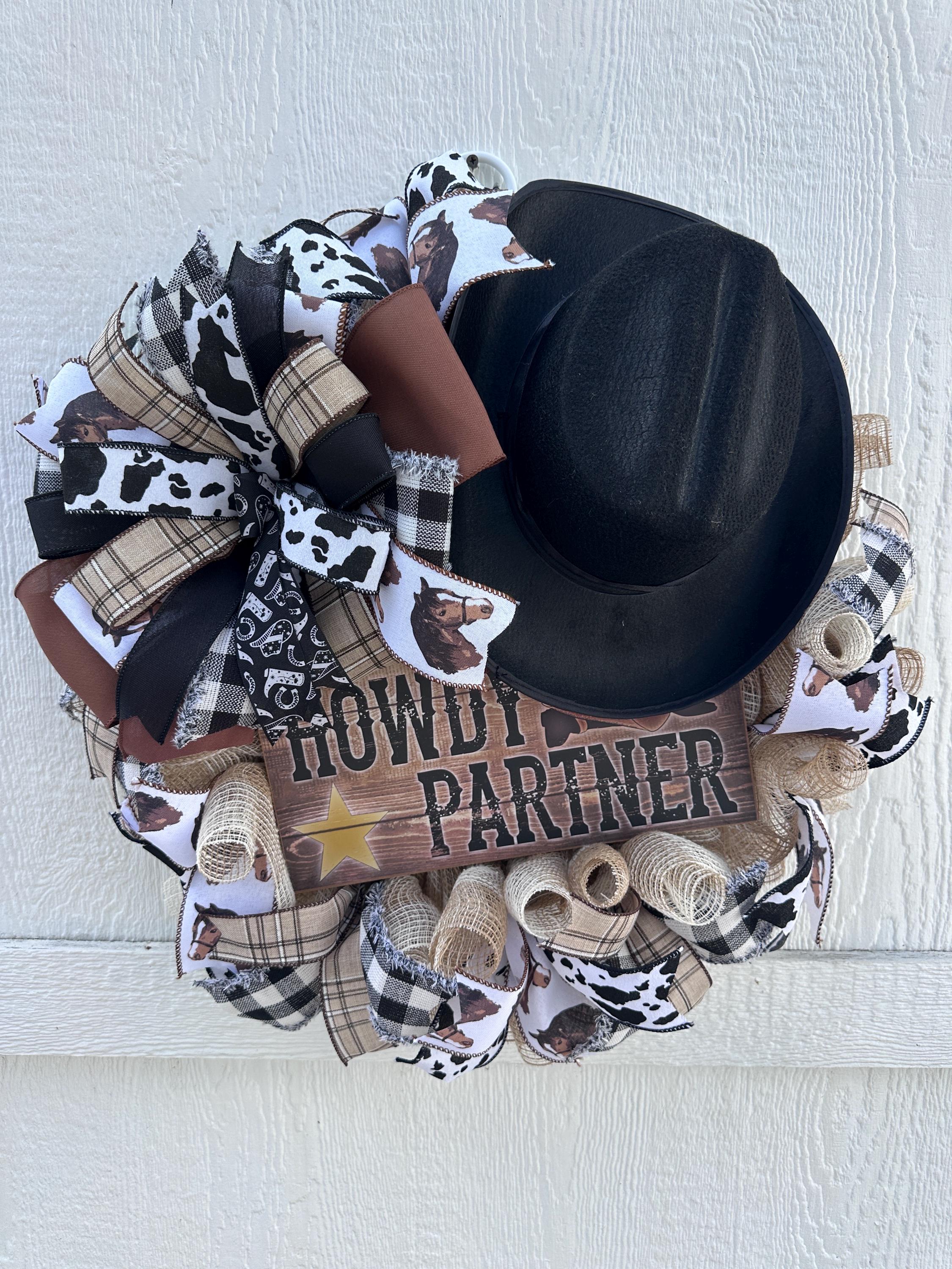 Cowboy Door Wreath,western Home Decor,cowboy Hat Wreath,country Decor ...