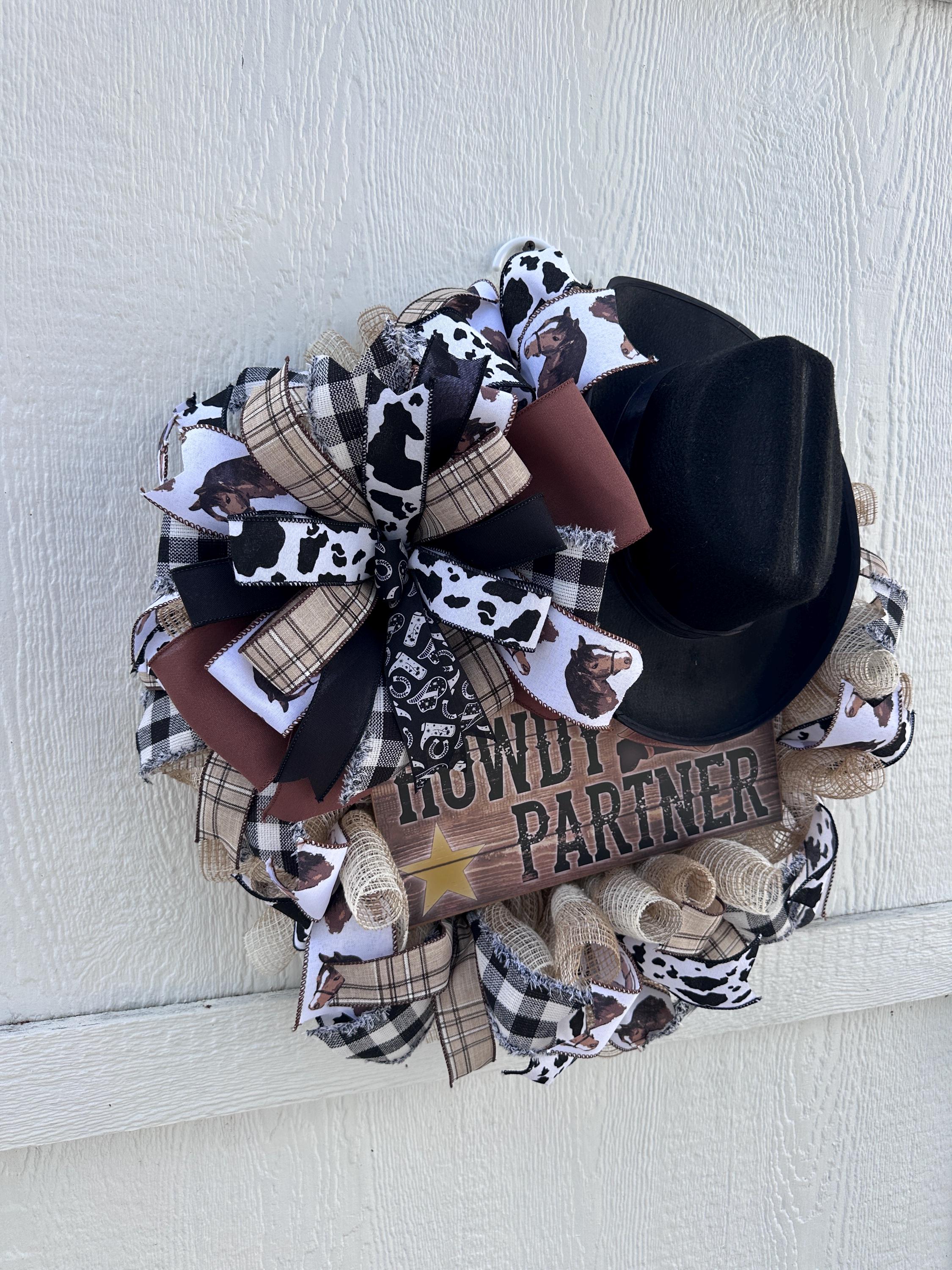 Cowboy Door Wreath,western Home Decor,cowboy Hat Wreath,country Decor ...