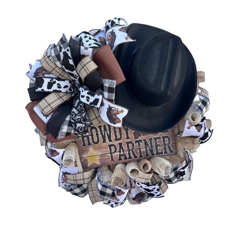 Cowboy Door Wreath,western Home Decor,cowboy Hat Wreath,country Decor ...