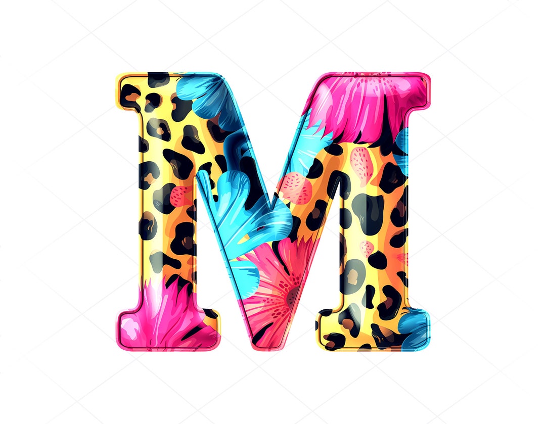 Colorful Leopard Letter M Flower PNG, Floral M Png, Letter Png, Letter ...