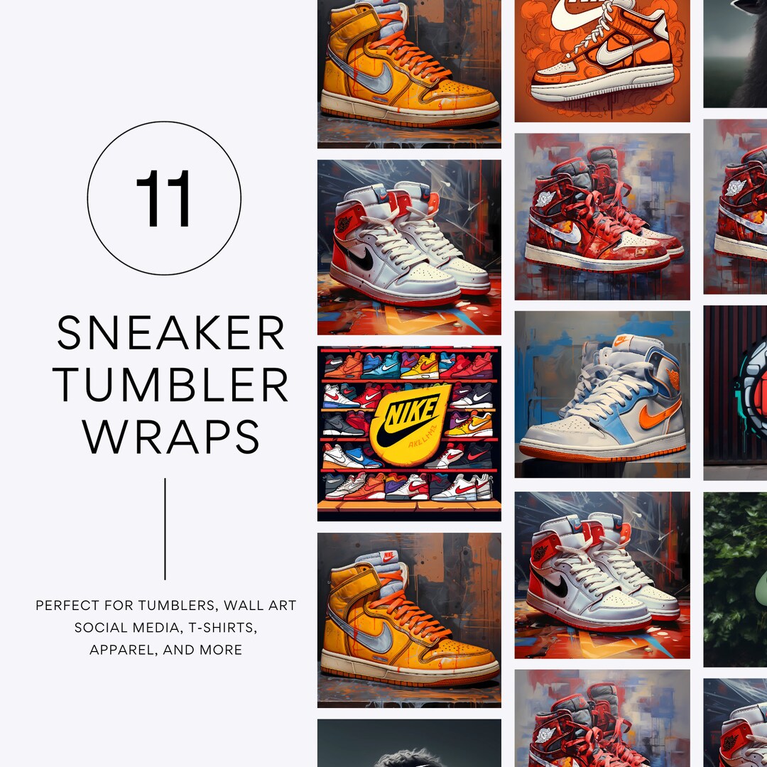 11 20oz Tumbler Sneaker Wrap, Colorful Sneaker Collection, Retro ...