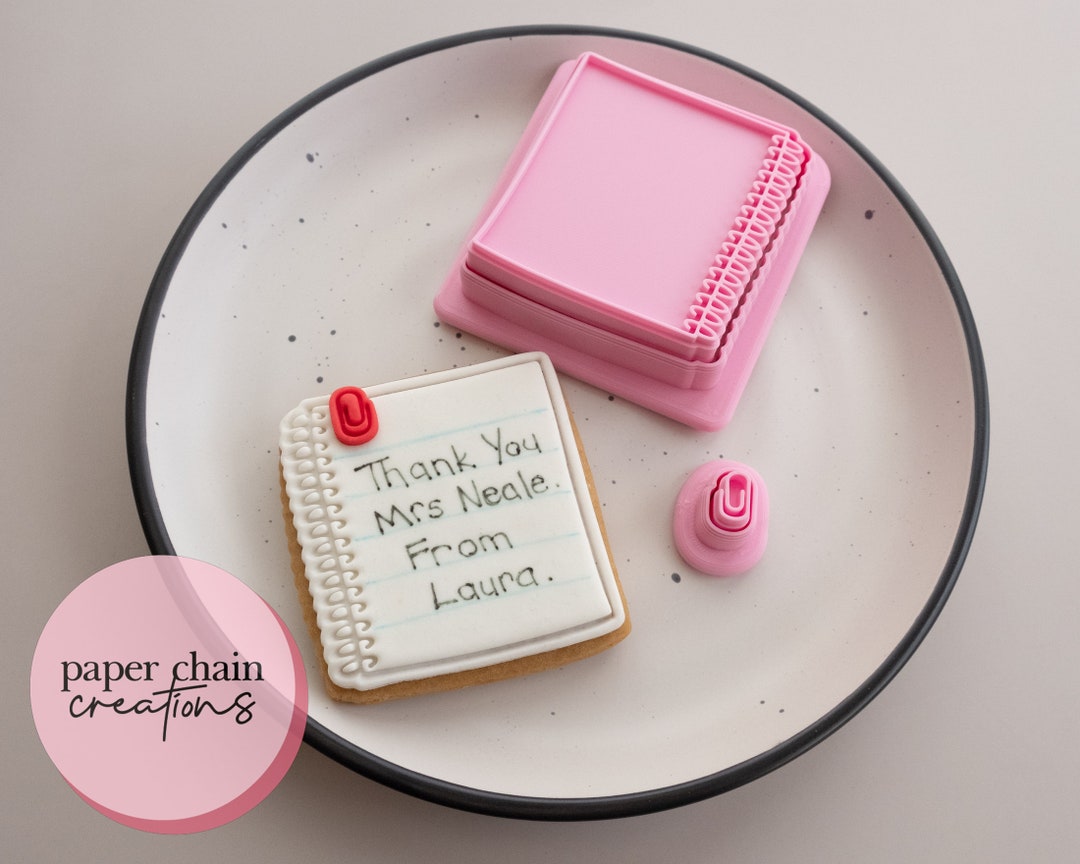 Notebook With Paperclip Cookie Cutter and Fondant Embosser - Etsy