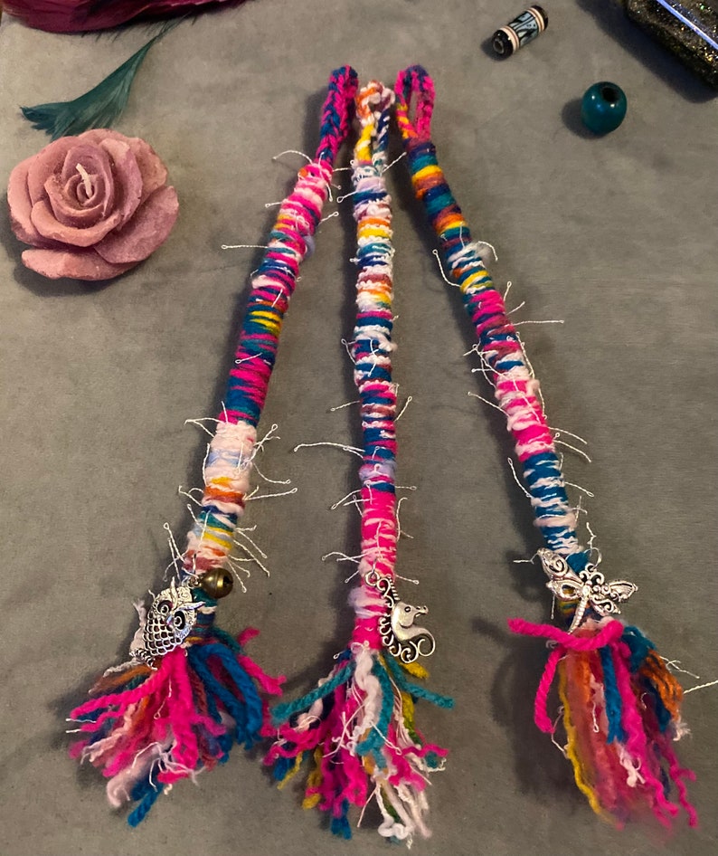 Dinky Dreads, Set of 3 Single Ended Dreadlock Hair Wraps, 7 Inches Long ...