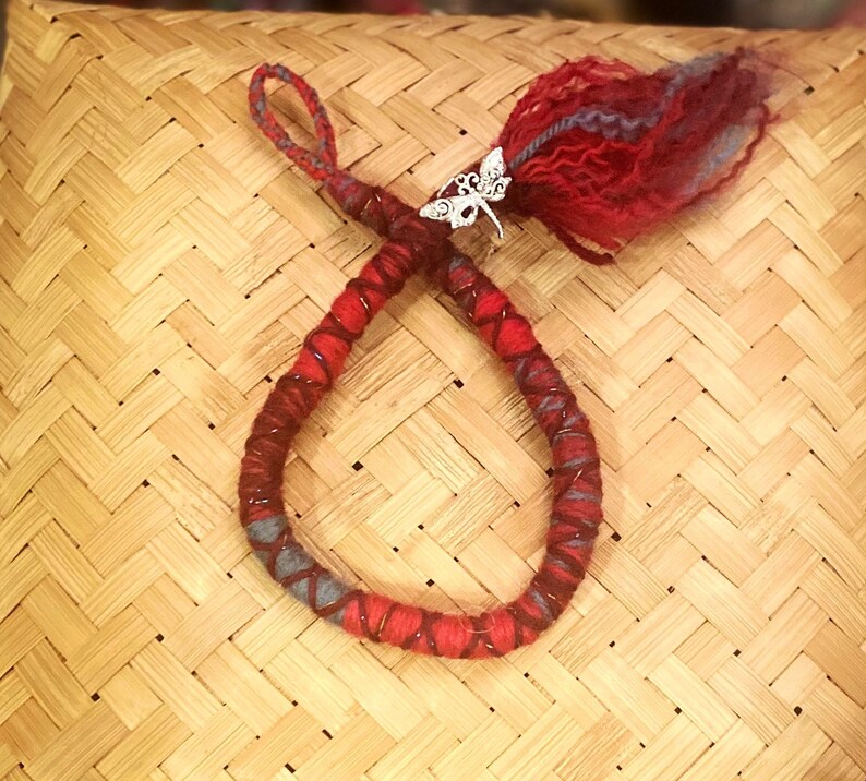 Red Dreadlock Wraps Hair Wrap Extension One Single Ended Wrap Charms 5 ...