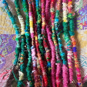 Bohemian Hair Wraps Recycled Sari Silk Dreads With Charms - Etsy