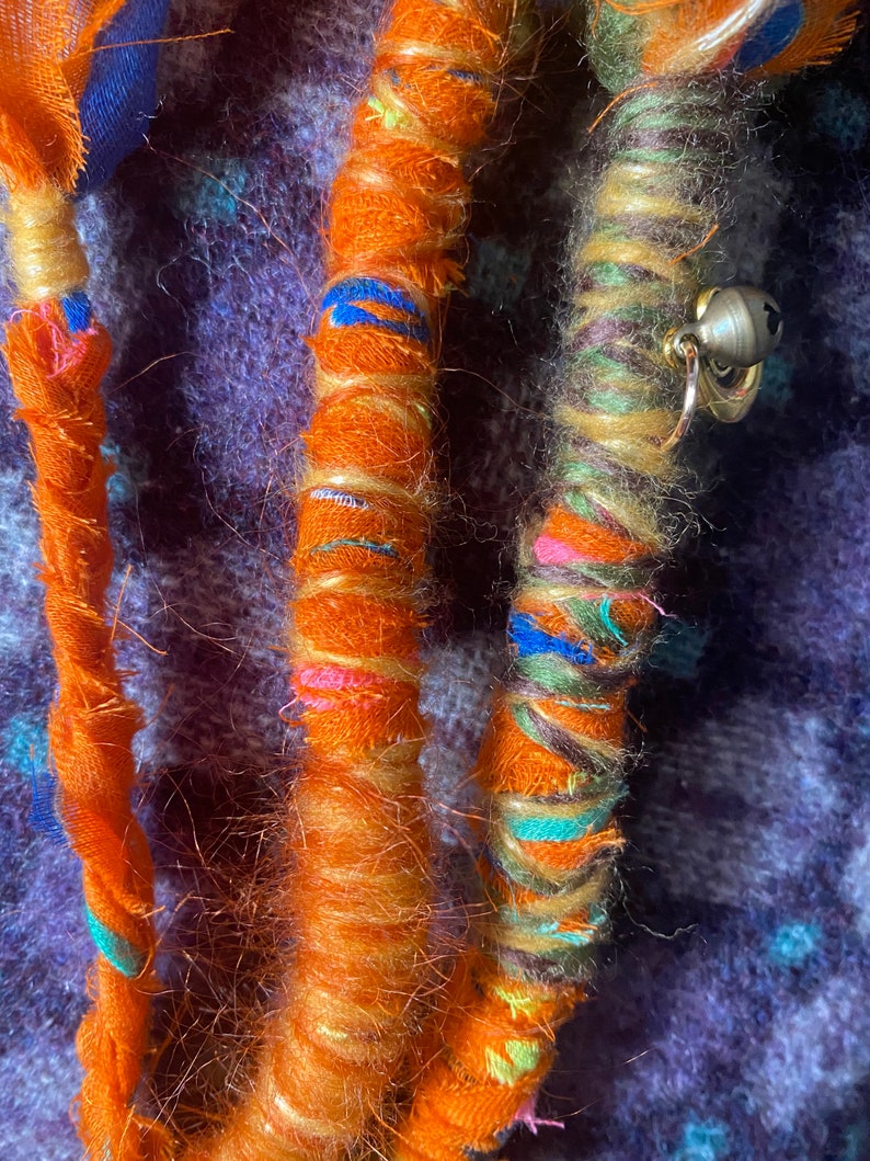 Two Single Ended Hair Wraps Dreadlock Extension Bells and Charms 24 ...