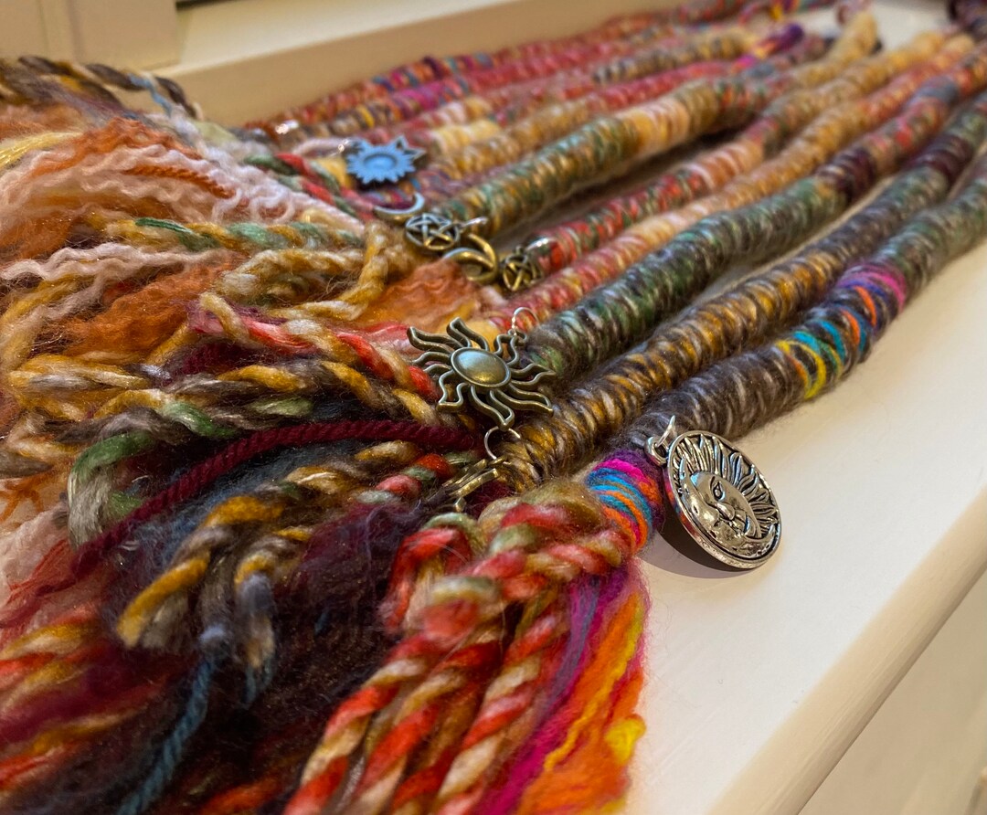 Chunky Wool Hair Wrap | One Dreadlock Wrap Extension | Dread Wrap ...