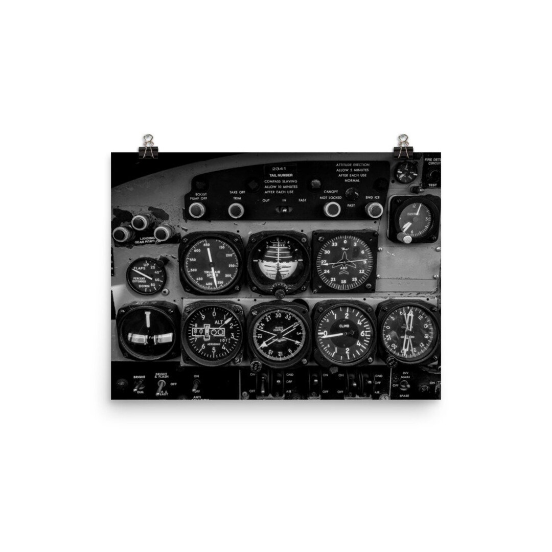 Cockpit Poster | Aviation | Airplane | Jet | Black and White - Etsy