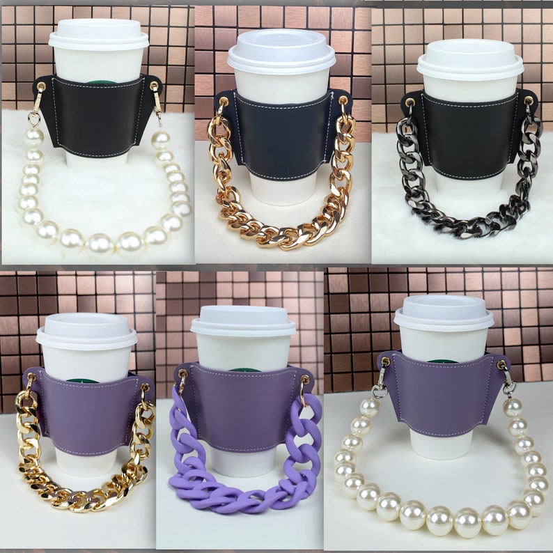 Coffee Cup Sleeve With Chain Strap Drink Carrier for Coffee. - Etsy
