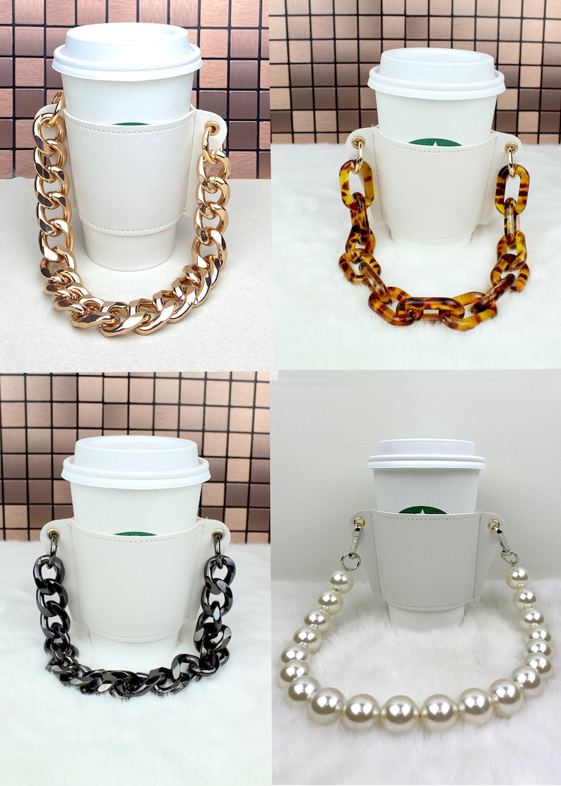 Coffee Cup Sleeve With Chain Strap Drink Carrier for Coffee. - Etsy
